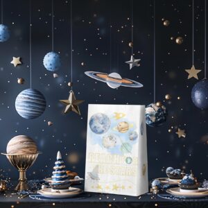 Celee 24-Pack Space Party Goodie Bags with Stickers - Ideal for Kids' Birthdays, Baby Showers, and Space Themed Parties