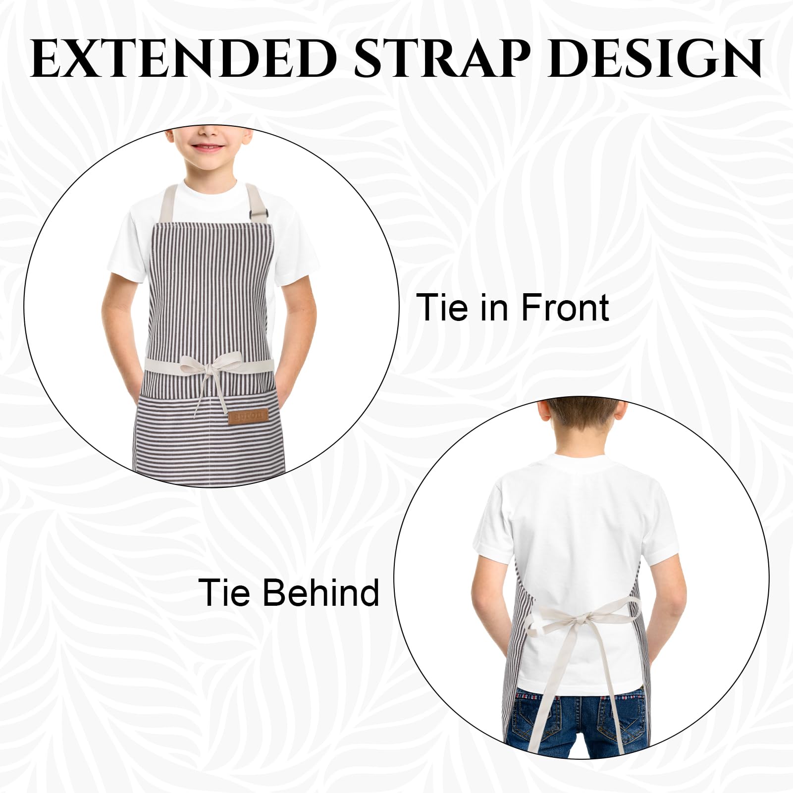 XLSXEXCL 2 Pack Stripes Kids Apron, Kids Cooking Aprons with 2 Pockets, Cute Kids Aprons for Cooking for Boys and Girls Adjustable Chef Baking Aprons Artist Apron for Cooking, Cleaning, Painting