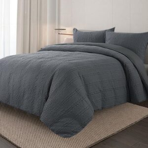 Lxztayuk 128x120 Extra Large King Size Waffle Duvet Cover, Microfiber Duvet Cover 3 Piece Set, King Size Gray Duvet Cover, Bohemian Style Duvet Cover, (128"X120")