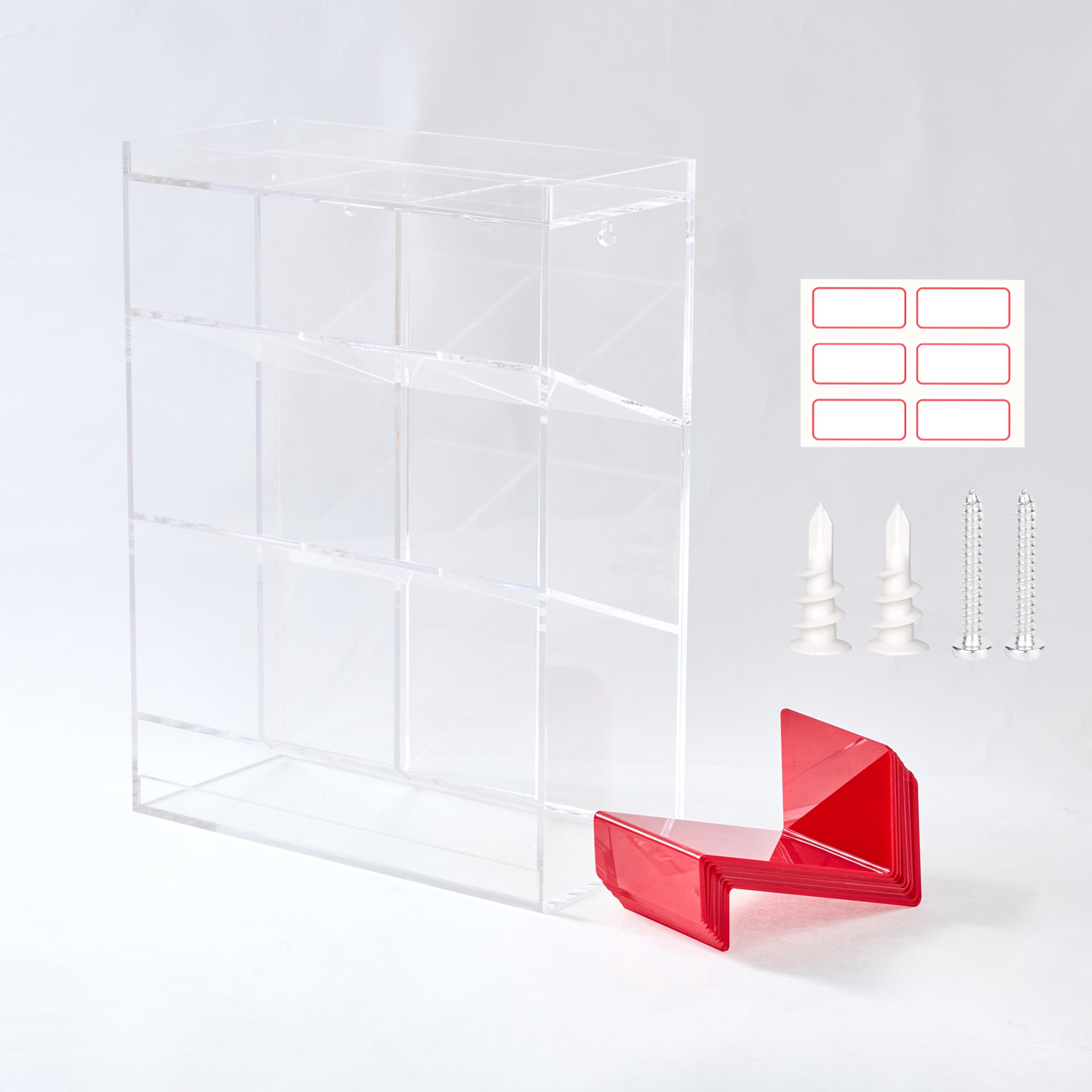 CiaoHER Clear Acrylic Tube Rack 9 Compartment Wall Mounting or Countertop with Pull-out Trays for Each Compartment, 12" W x 5.5" D x 16" H