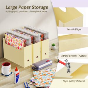 12x12 Scrapbook Paper Storage Organizer, 6 Pack Foldable Paper Storage Holder with Sticky Index Tabs, Scrapbook Organizer for Craft Paper, Files, Vinyl Sheets, Cardstock, Magazines, Documents, Yellow