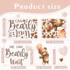 Baby Shower Sign Decorations Decal We Can Bearly Wait Sign for Backdrop Gender Reveal Party Decoration for Balloon Arch Boy or Girl Sticker Baby Bear Welcome Signs for Pregnancy Party Photo Background