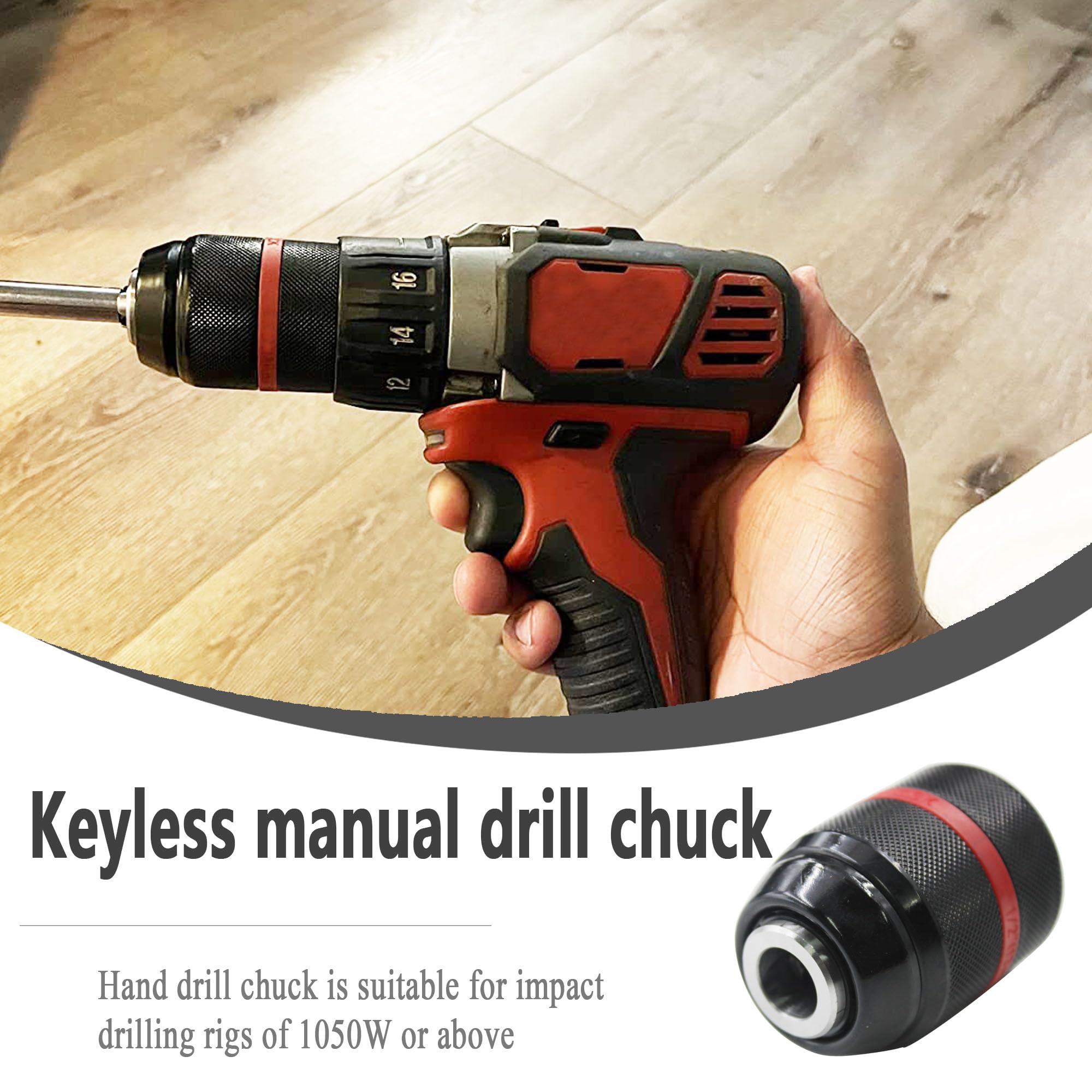 Follde Keyless Drill Chuck for Milwaukee M18, 1/2" Mount 1.5-13mm Clamping Capacity, Drill Chuck for Multiple Purposes