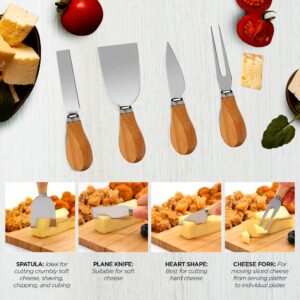 GOODHOY - Bamboo 9" Charcuterie Board Gift Set including 4 Knives-Wine Accessories Box-2 Bamboo Coasters - Complete Cheese Board Set - Unique Gift for All Occasions - Housewarming Gift - Weddings