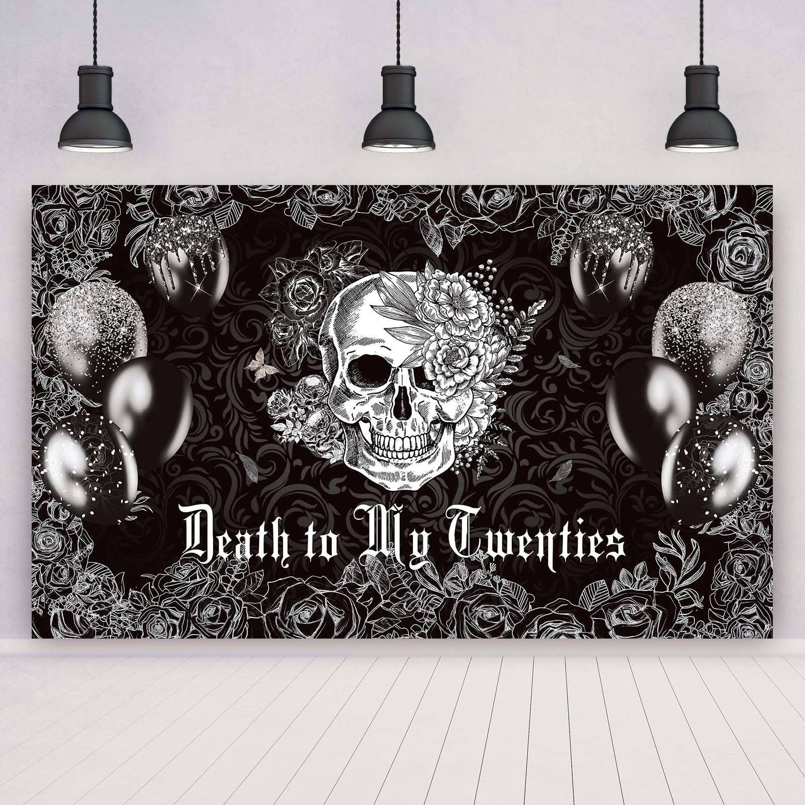 Crenics Death to My 20s Decorations - Death to My Twenties Backdrop, Banner, Honeycomb, Sash, Hanging Swirls, Cake Topper and Balloons for 30th Birthday Party Decorations for Her or Him