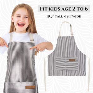 XLSXEXCL 2 Pack Stripes Kids Apron, Kids Cooking Aprons with 2 Pockets, Cute Kids Aprons for Cooking for Boys and Girls Adjustable Chef Baking Aprons Artist Apron for Cooking, Cleaning, Painting