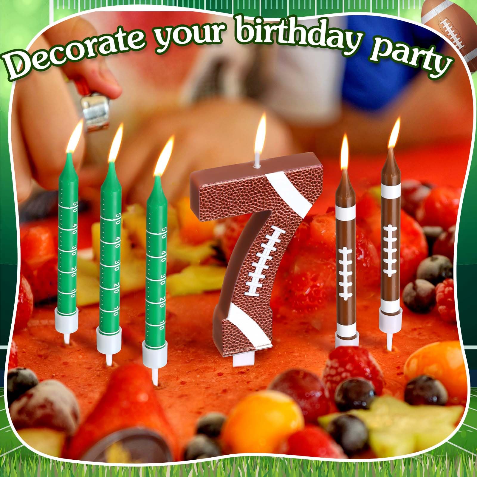 Photect 11 PCS Football Birthday Candles Number 5-9 Candle Football Cake Topper Decor Football Themed Birthday Cake Decorations for Boys Girls Kids Party Supplies (Number 7)