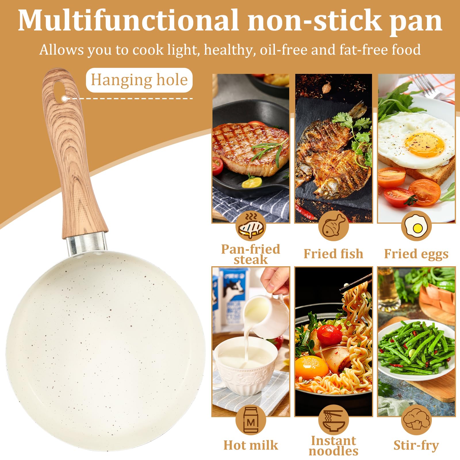 1QT Small Sauce Pan Pot with Tempered Glass Lid, Non-Stick Saucepan,Portable Milk Saucepan Sauce Cooking Pan Even Heat Conduction Cooking Sauce Pot for Induction Cooking(1 QT)