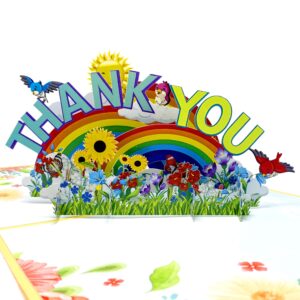 meesunnie thank you pop up card, 3d colorful greeting card, confetti thankful card flower for retirement, thinking of you, grateful, gratitude, love mom friend teacher nurse boss co-worker