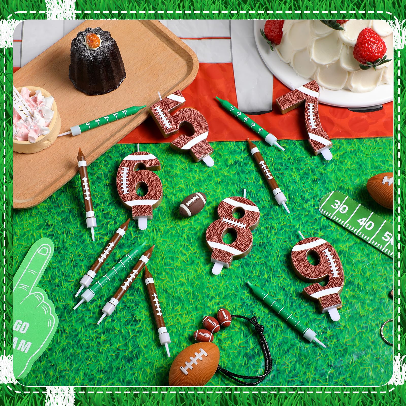 Photect 11 PCS Football Birthday Candles Number 5-9 Candle Football Cake Topper Decor Football Themed Birthday Cake Decorations for Boys Girls Kids Party Supplies (Number 7)