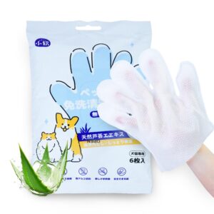 generic pet bathing wipes for dogs & cats - 6 pcs dog and & cleaning gloves wipes，gentle cleaning for paws, ears, fur, eye and butt, white