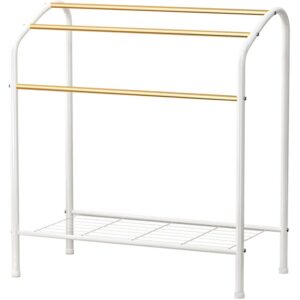 kaileyouxiangongsi 30" Free Standing Towel Rack, 3 Tier Alloy Steel Stand with Bottom Shelf, Blanket Drying and Display Rack for Oversized Bath Towels Bathroom Accessories, Next to Tub or Shower