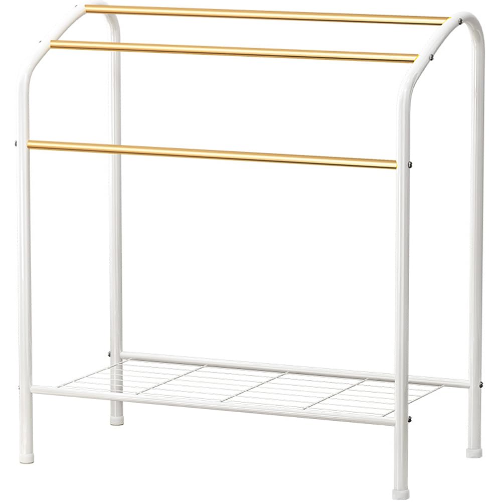 kaileyouxiangongsi 30" Free Standing Towel Rack, 3 Tier Alloy Steel Stand with Bottom Shelf, Blanket Drying and Display Rack for Oversized Bath Towels Bathroom Accessories, Next to Tub or Shower