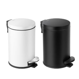 Cesun 1.2 Gallons Small Black Trash Can, Bathroom Garbage Can with Lid and Foot Pedal, Mini Round Wastebasket for Bathroom, Bedroom, Office, 4.5 Liters / 1.2 Gallons, Matte Black