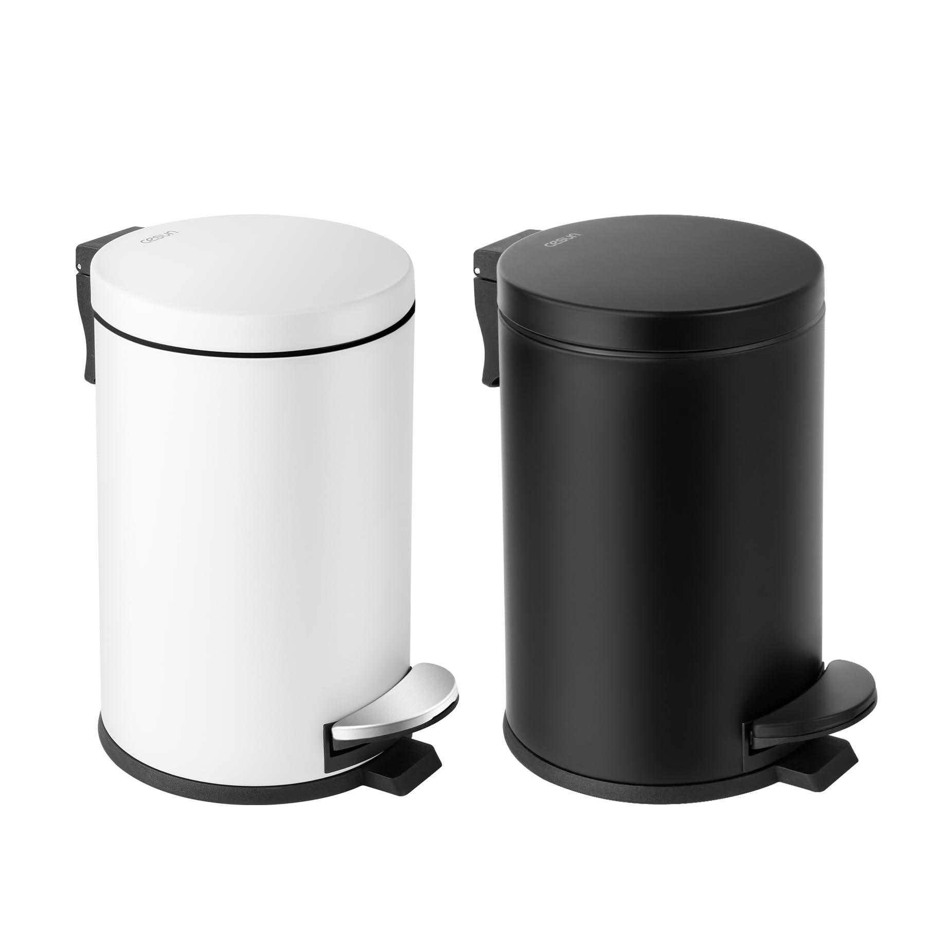 Cesun 1.2 Gallons Small Black Trash Can, Bathroom Garbage Can with Lid and Foot Pedal, Mini Round Wastebasket for Bathroom, Bedroom, Office, 4.5 Liters / 1.2 Gallons, Matte Black