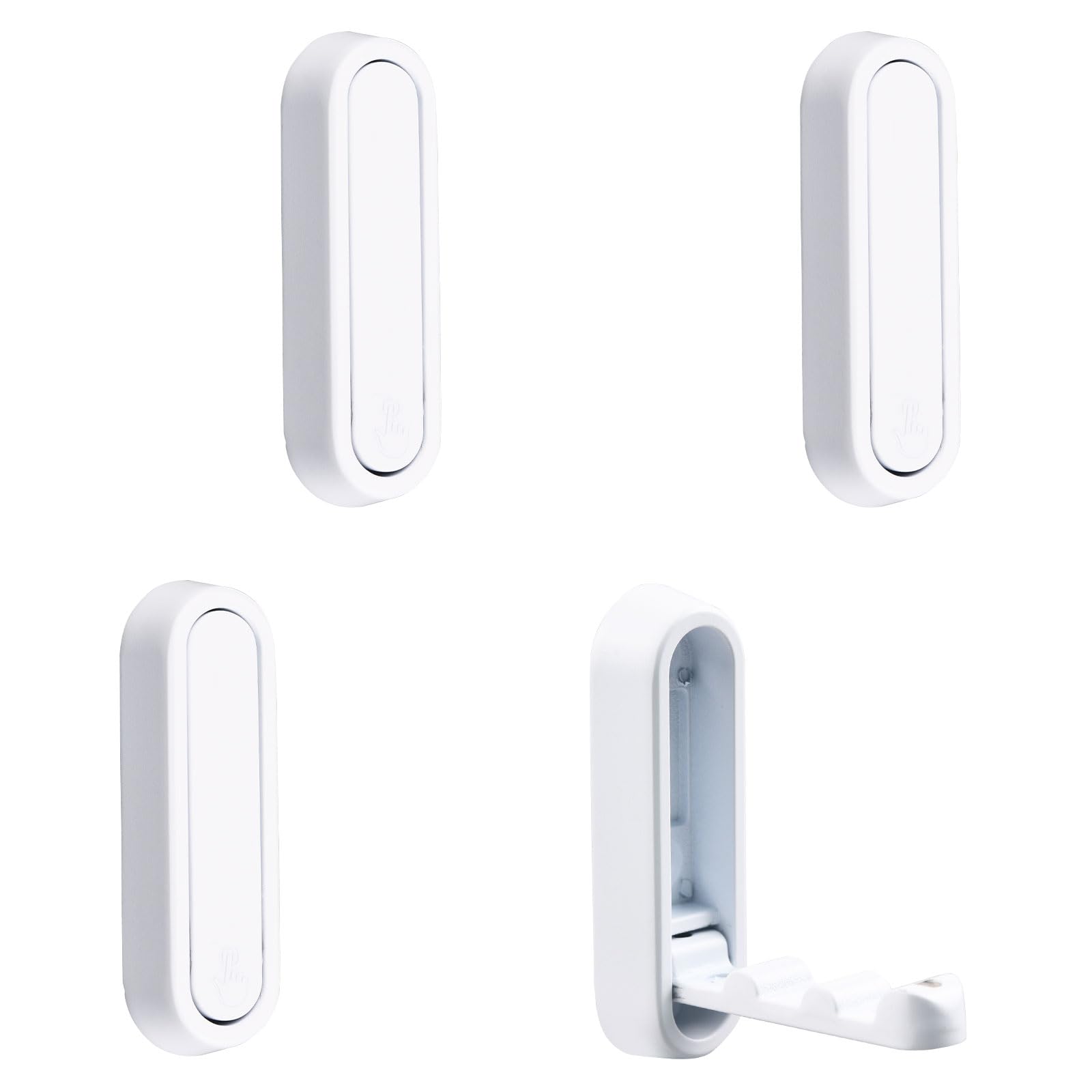 MOROBOR 4pcs Elliptical Folding Wall Hook Non-Slip Heavy Duty Foldable Coat Hook Aluminum Alloy Wall Hanger for Hanging Coat Bags Backpack Towel(Matte White)