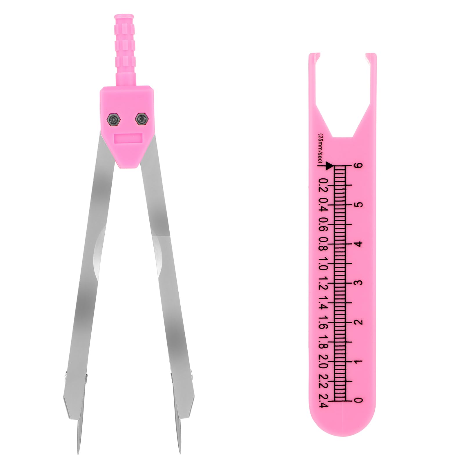 Jeffdad EKG Calipers ECG Calipers Measuring Tool Nursing or Doctor Caliper Divider for Measuring Drafting Electrocardiographs wif Ruler(Pink)