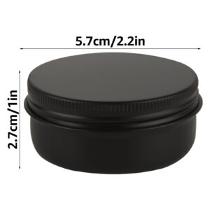 YOUNTHYE 50PCS Round Tin Cans with Lids Small Metal Tin with Lids 2 oz Aluminum Tin Jars Black Tin Containers with Lids Lip Balm Tin Containers Empty Containers with Screw Lids Salve Tins