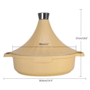 Xgxoz Tagine Dish Non-Stick Tagine Pot with Two Lids 28 Cm Multipurpose Soup Pot for Slow Tasty And Tender Cooking of Meat And Fish,White