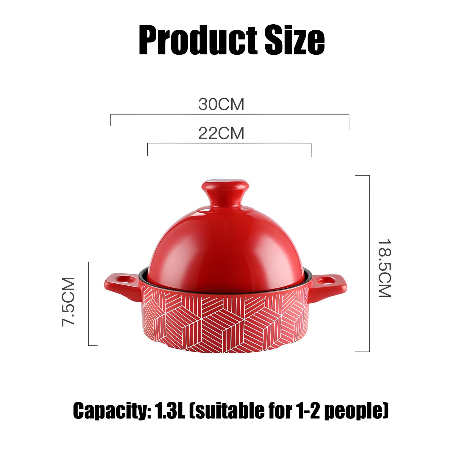 Xgxoz Ceramic Tajine Cooking Pot Ceramic Pots, Tajine Cooking Pot with Lid, Stew Casserole Slow Cooker for Home Kitchen