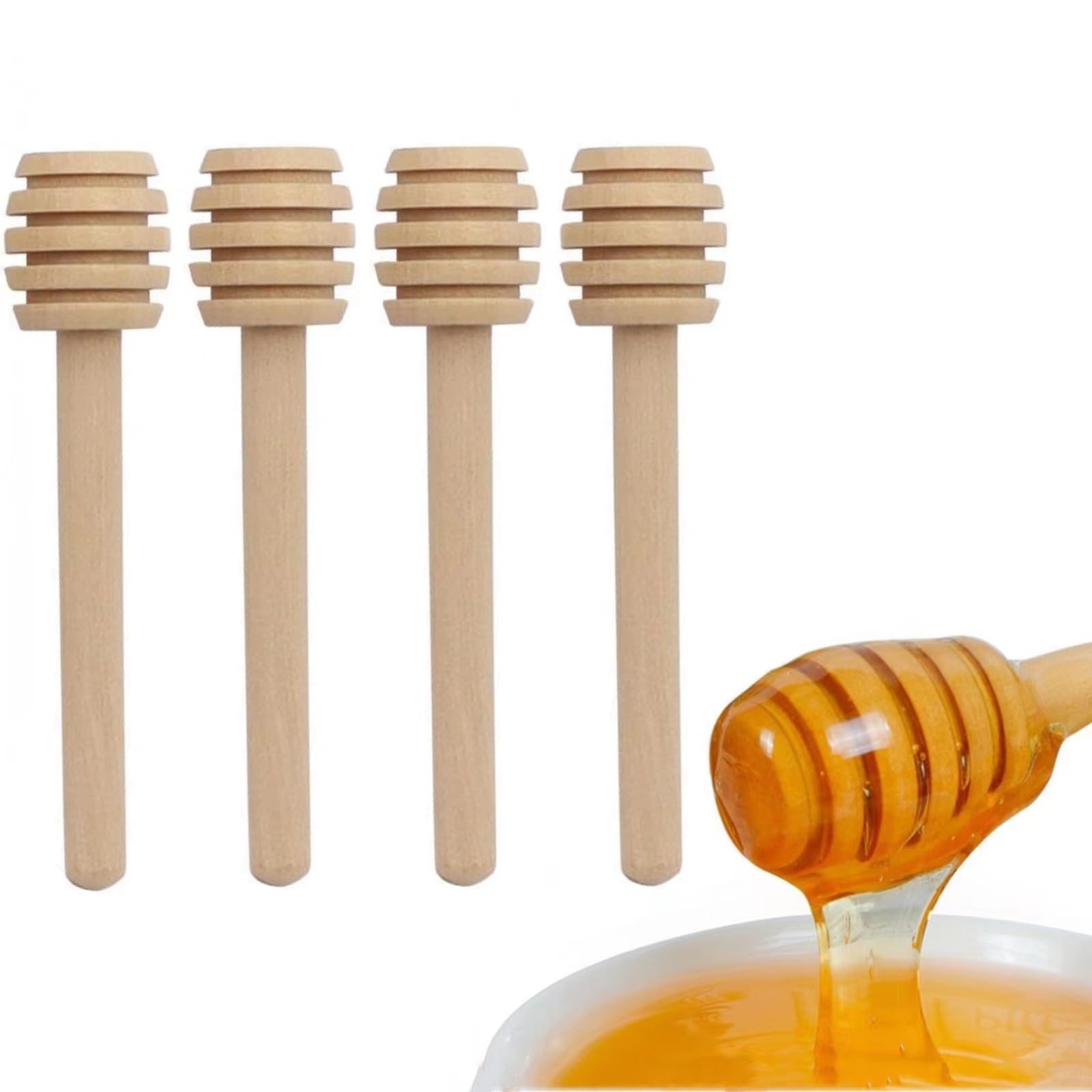 4 Pcs Wooden Honey Dipper Sticks,3 Inches Honey Comb Stick Honey Spoon Honey Wand for Honey Collecting Dispensing Drizzling Jam