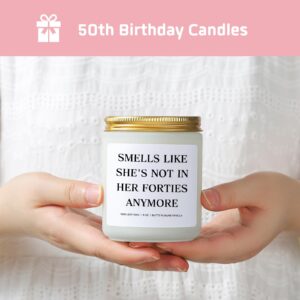 50th Birthday Gifts for Her, Cool 50 Year Old Gifts for Women, 50th Birthday Gift Ideas for Wife, Mom, Daughter, Sister, 50th Birthday Decorations - Vanilla & Buttercream Scent 50th Birthday Candles