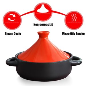 Xgxoz Enameled Cooking Pot, Tajine Ceramic Casserole with Ceramic Cone Shaped Closed Lid, Non-Stick Pot for Baking And Frying