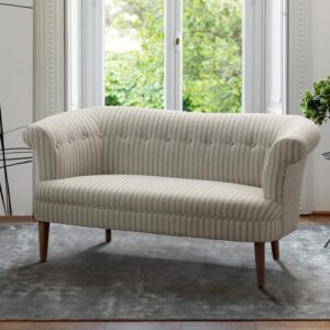 CHERS Tufted Sofa, Vintage Chesterfield Couch with Rolled Arms and Elegant Boucle Upholstery Loveseat for Living Room Furniture, Off-White