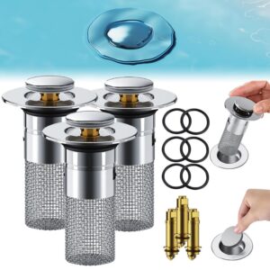 generic stainless steel floor drain filter washbasin plug, pop up sink drain filter, bathroom sink stopper hair catcher, bathtub sink strainer, floor drain filter for washbasin plug, bathroom (2)