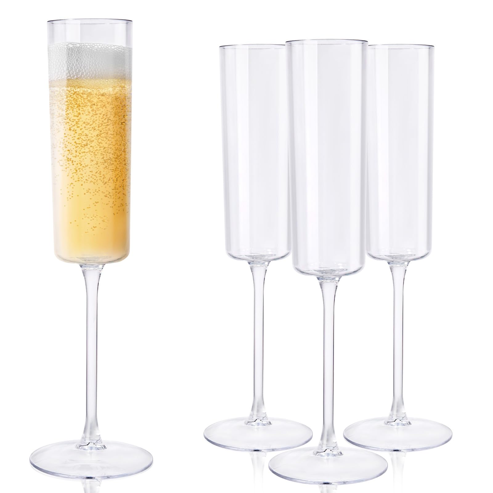 Ciaell 12 Pack Plastic Champagne Flutes - Clear 6 Oz Disposable Champagne Glasses - Square Plastic Toasting Glasses for Party Birthday Anniversary Wedding Thanksgiving