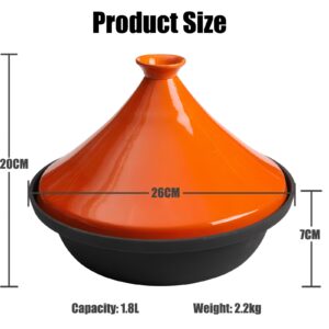 Xgxoz Enameled Tagine, Ceramic Casserole Ceramic Pot Cooking Pot Non Stick Round Tagine with Heat-Resistant Ceramics Lid