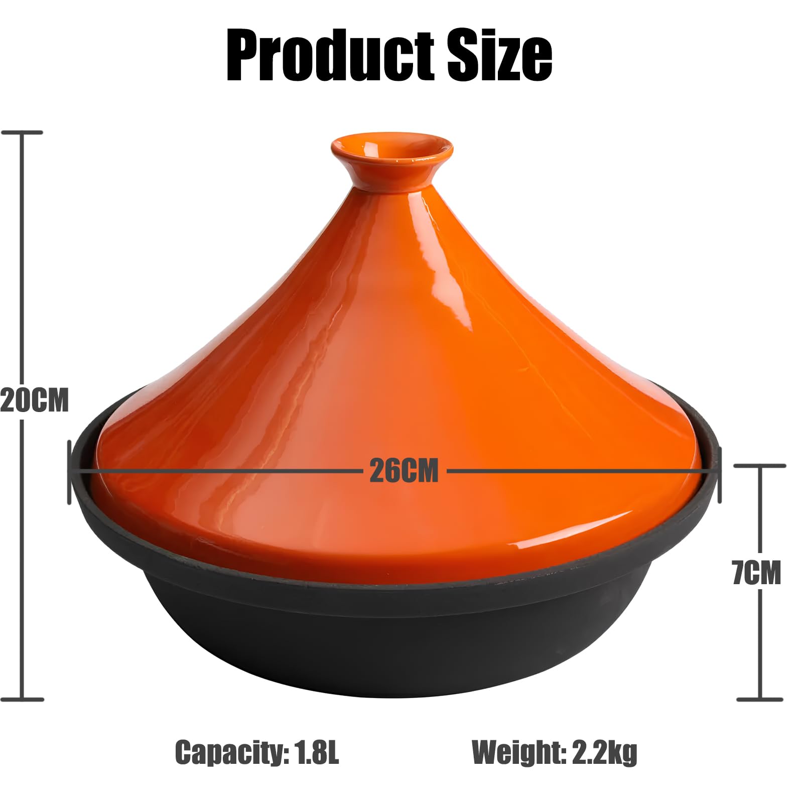 Xgxoz Enameled Tagine, Ceramic Casserole Ceramic Pot Cooking Pot Non Stick Round Tagine with Heat-Resistant Ceramics Lid