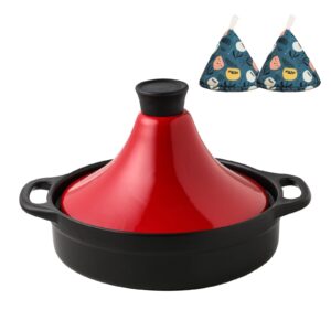 xgxoz enameled tagine pot, tagine pot for cooking stew casserole slow cooker cooking pot with ceramic cone-shaped closed lid