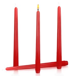 10 inch unscented taper candles, red taper candles for dinner decorations for weddings, family holidays, church, devotions, celebrations (set of 4)