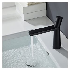 cuzrsieyi black brass bathroom basin sink faucets single hole handle hot and cold water 360 degree rotation deck mounted for bath kitchen (color : black short)