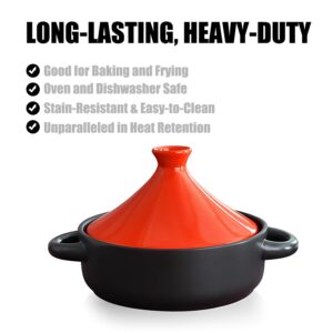 Xgxoz Enameled Cooking Pot, Tajine Ceramic Casserole with Ceramic Cone Shaped Closed Lid, Non-Stick Pot for Baking And Frying