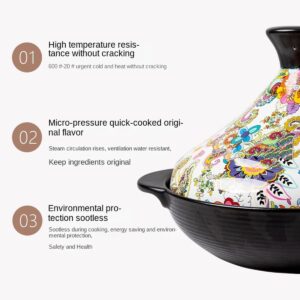 Xgxoz Tagine Pot Ceramic Non Stick Tagine with Lids for Cooking Slow Casserole Dishes Pan Electromagnetic Cooker Tajine Pot