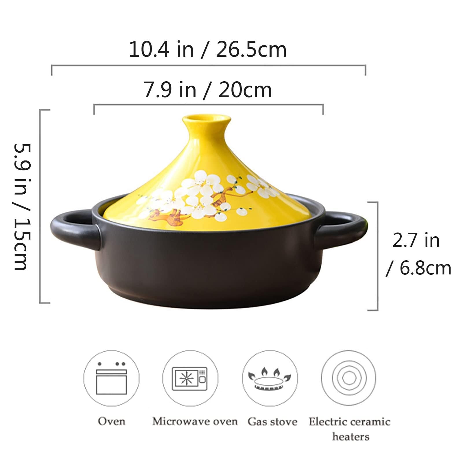 Xgxoz Tagine Pot for Cooking Ceramic Casserole Dish with 2 Handles And Cone-Shaped Lid Tajine Pot Soup Pot Slow Cooker