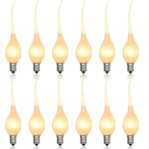 romasaty silicone dipped candle light bulbs (12pack), 5 watts silicone light bulbs for candle lamps, window candles, chandelier, candelabra, c7/e12 candelabra base, candle bulbs silicone