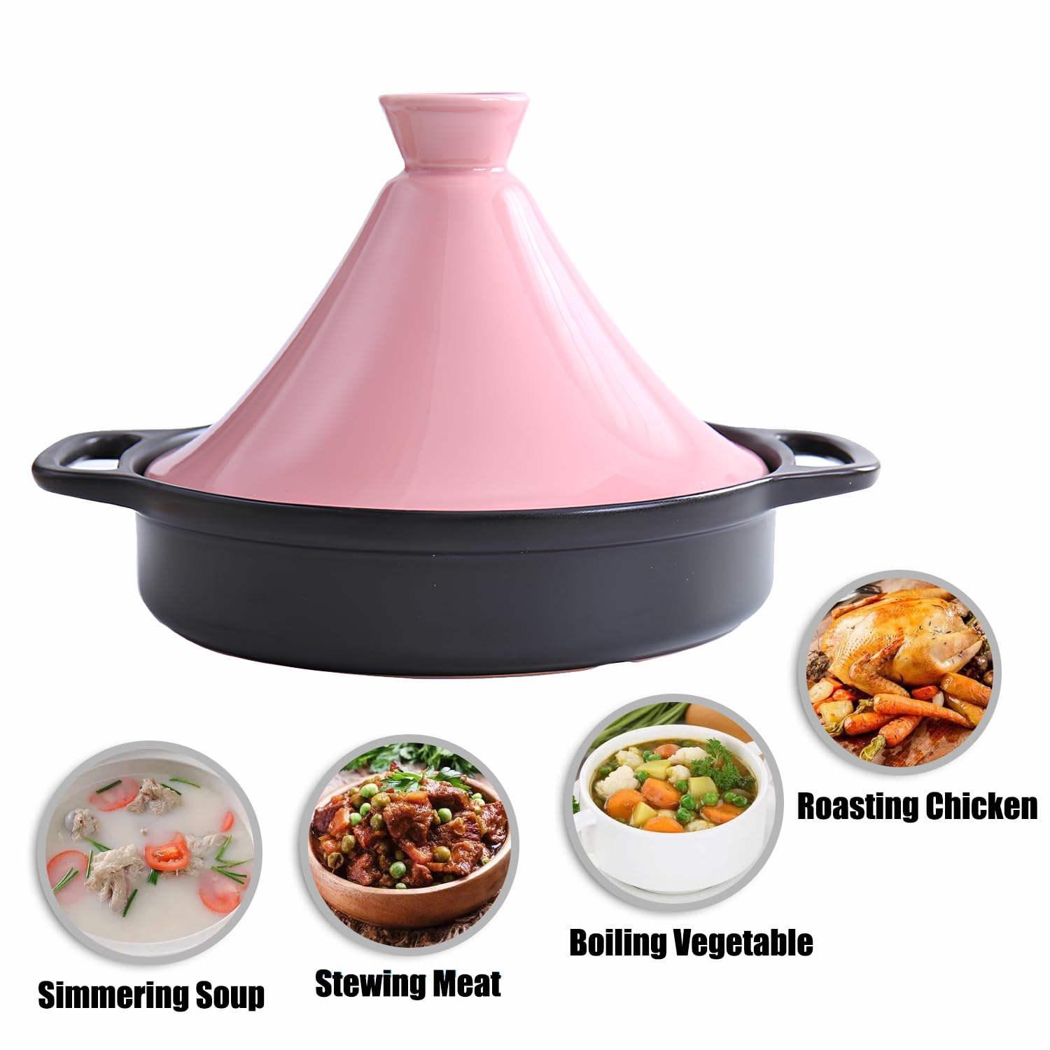 Xgxoz Enameled Cooking Pot Tajine, Premium Cooking Pot Cookware with Ceramic Lid, Enameled Tagine Pot for Home Kitchen