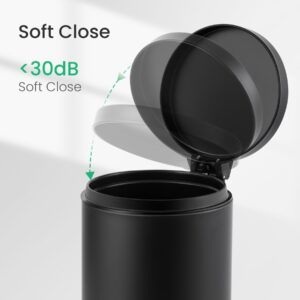 Cesun 1.2 Gallons Small Black Trash Can, Bathroom Garbage Can with Lid and Foot Pedal, Mini Round Wastebasket for Bathroom, Bedroom, Office, 4.5 Liters / 1.2 Gallons, Matte Black