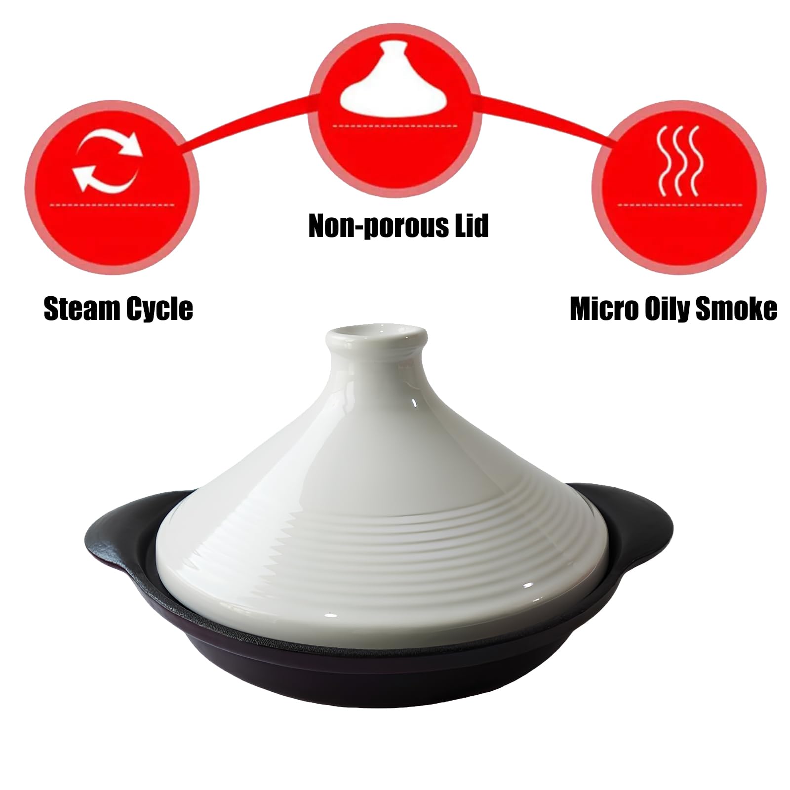 Xgxoz Tagine Pot for Cooking, Cooking Pot Casserole Pan with Enameled Cast Iron Base And Ceramic Cone-Shaped Lid, High-Quality Cookware, Non Stick Chemical Free