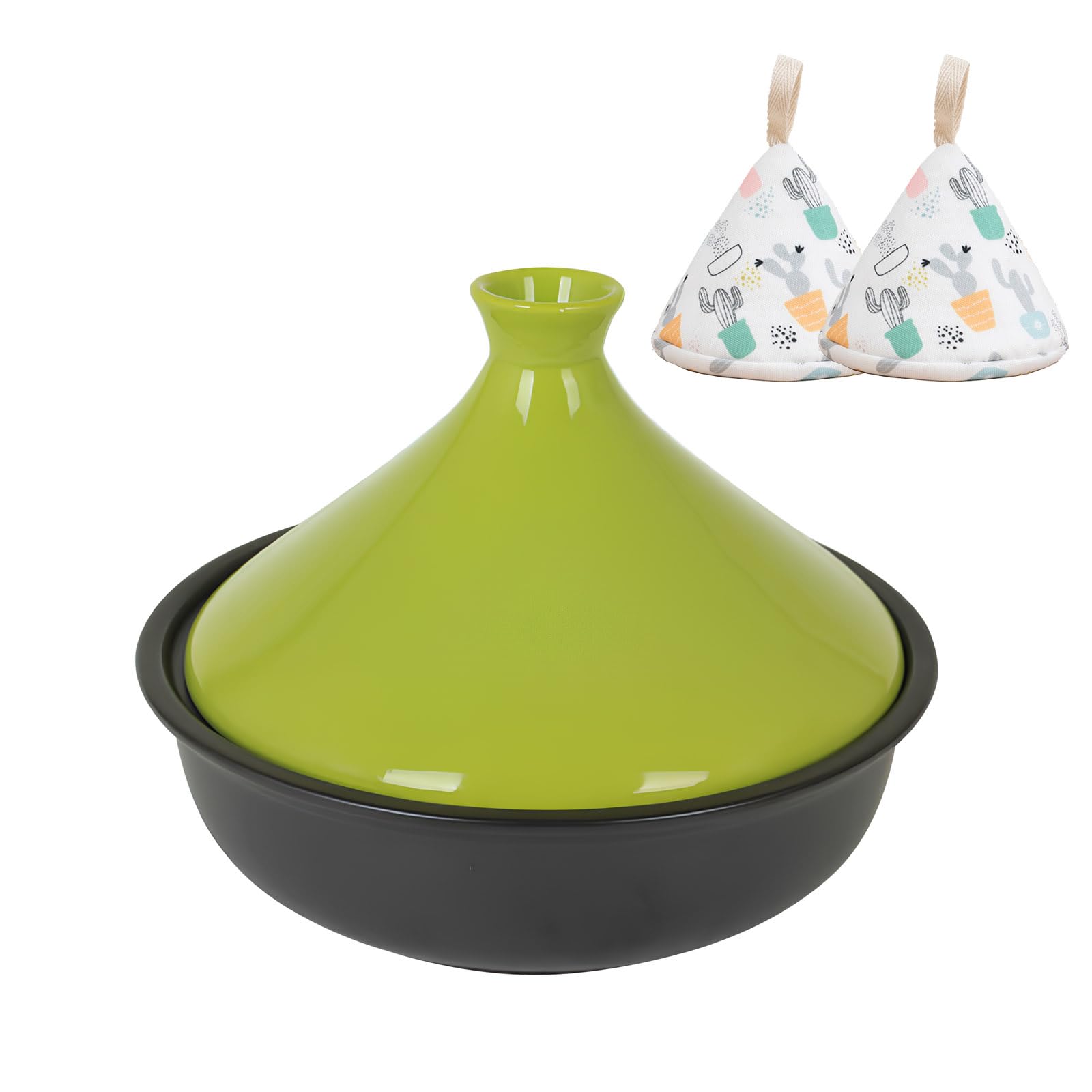 Xgxoz Ceramic Cooking Pot Non-Stick Tajine with Cone-Shaped Lid, Enameled Tajine Pot for Cooking And Stew Casserole