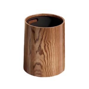 generic wood grain trash can durable modern waste bin for powder room office laundry (15l)