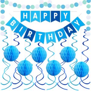 happy birthday banner sign decorations - atiger 28 pcs happy birthday banners, blue happy birthday decorations for men boys, party decorations supplies for home classroom, decor banner 9 ft