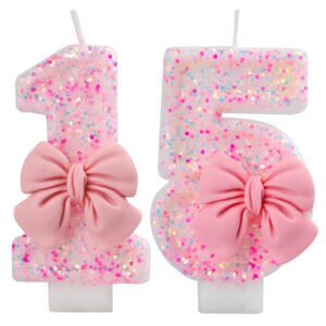 pink 15 birthday candles,birthday candles for cake 15,number 15 candle sparkly pink decorations for theme party anniversary celebration supplies