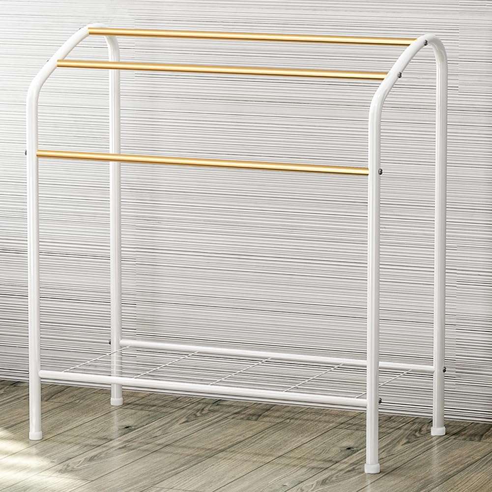 kaileyouxiangongsi 30" Free Standing Towel Rack, 3 Tier Alloy Steel Stand with Bottom Shelf, Blanket Drying and Display Rack for Oversized Bath Towels Bathroom Accessories, Next to Tub or Shower