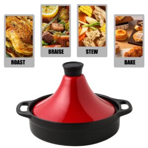 Xgxoz Enameled Tagine Pot, Tagine Pot for Cooking Stew Casserole Slow Cooker Cooking Pot with Ceramic Cone-Shaped Closed Lid