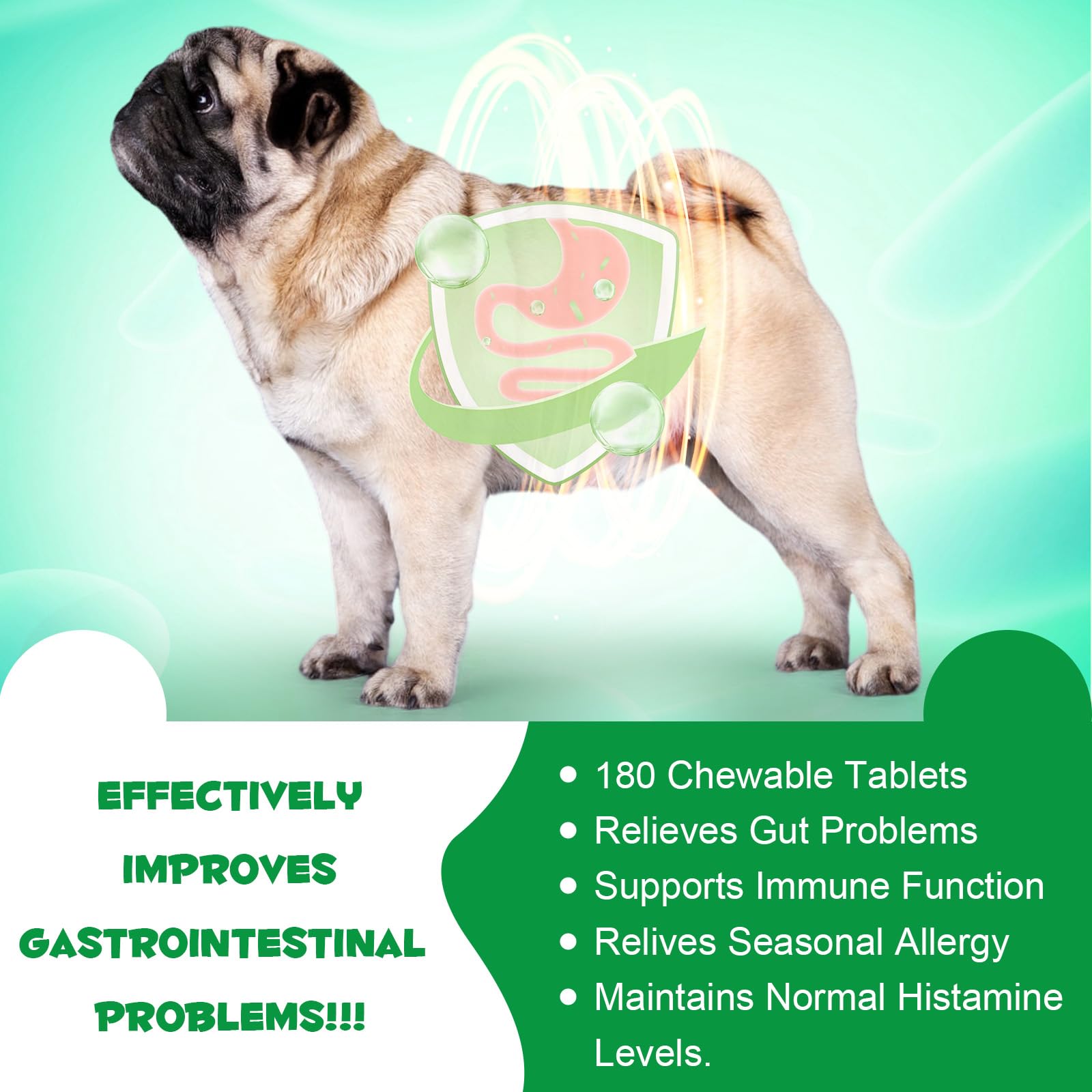 Probiotics for Dogs, 180 Chews Dog Probiotics and Digestive Enzymes, Promotes Gut Health, Dog Probiotics for Bowel Support, Immunity Health