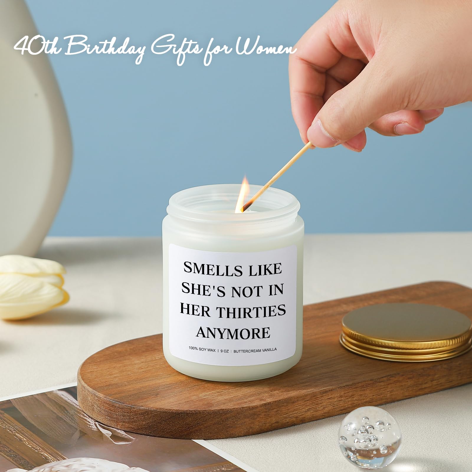 40th Birthday Gifts for Women, Unique 40 Year Old Birthday Gift for Her, Wife, Daughter, Sister, 40th Birthday Gift Ideas, 40th Birthday Decorations Woman-40th Birthday Candle (Vanilla, Buttercream)